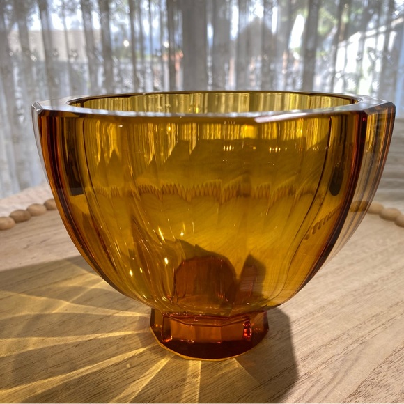 Moser | Accents | Moser Amber Golden Brown Glass Angular Bowl Chipped ...